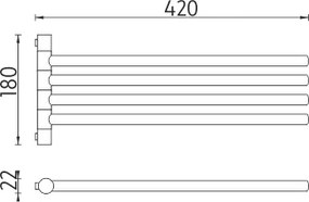 Nimco Držák na ručníky otočný, 42 cm BORMO černá - BRC 11096-4-90