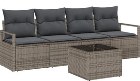 Set pohovek 5 ks 4-Počet míst Šedá polyratan 3346249