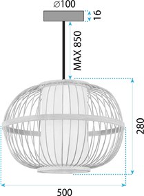Toolight Natural, závěsné stropní svítidlo 50cm 1xE27 APP1632-1CP, přírodní hnědá-bílá, OSW-05144