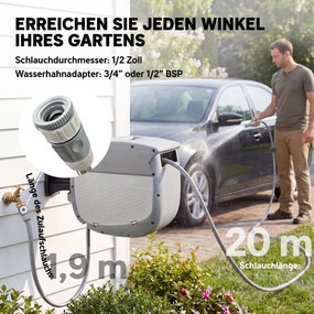 Hadicový naviják se zahradní hadicí 20 m, otočný o 180° Box na hadici s automatickým navíjením Samosvorný