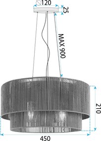 Toolight Toolight, závěsné svítidlo 3xE27, APP1837-1CP, černá-hnědá, OSW-00642