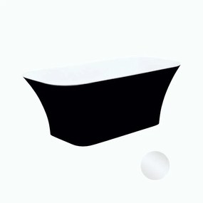 Besco Volně stojící vana z litého mramoru Assos S-Line BW Matt 160x70 Barva: Bílá/černá, Rozměry (cm): 160x70, Typ a barva výpustě: Click-Clack s horním čištěním, bílá