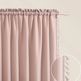 Room99 Hotový závěs na pásce s třásněmi Lara Jednobarevný Barva: Růžová, Velikost: 140 x 280 cm