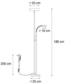 Stojací lampa bronzová vč. LED a stmívače s lampou na čtení - Kelso