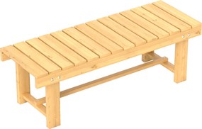 Zahradní lavice Outsunny, 2místná, masivní dřevo, 110 x 38 x 35 cm, voděodolná, odolná, stabilní, na balkon, zahradu, terasu, přírodní barva | Aosom
