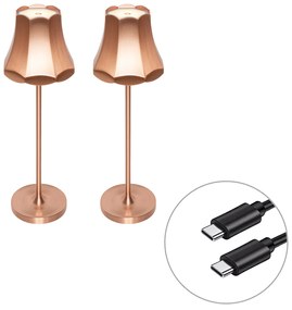Sada 2 retro stolních lamp měděných dobíjecích IP44 - Granny