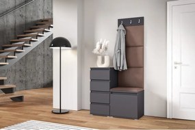 Eka Předsíňová stěna s čalouněnými panely Trinity 36 - Grafit / Světlá hnědá 2306
