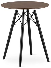 LEOBERT Konferenční stolek TODI, moderní skandinávská hnědá kulatá deska, 60 cm
