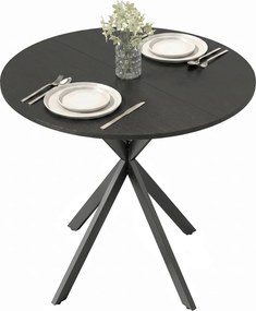 HOMCOM kulatý jídelní stůl 80 cm, industriální s křížovými ocelovými nohami, pro 2 osoby, černý