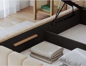 Béžová čalouněná dvoulůžková postel s úložným prostorem s roštem 180x200 cm Lamica – ELTAP