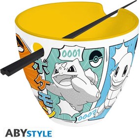 Set ramen misky a hůlek Abysse Corp Pokémon - Starters Manga Vícebarevná