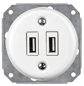 Elhard Kulatá keramická USB zásuvka, bílá KV2032W