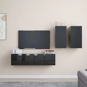 vidaXL 4dílný set TV skříněk kompozitní dřevo [3078790] Barva: Bílá
