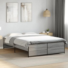 Rám postele šedý sonoma 120 x 190 cm kompozitní dřevo a kov 3279910