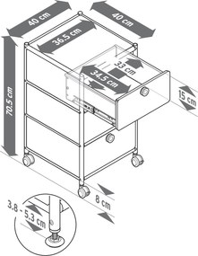 Tchibo - Kontejner na kolečkách CN3 se 3 zásuvkami, šedý