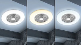 Toolight Toolight, LED stropní svítidlo s ventilátorem + dálkové ovládání APP1551-C, bílá, OSW-05180