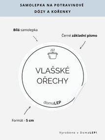 VLAŠSKÉ OŘECHY – bílá samolepka na dózu, základní písmo, 5 cm | DomaLEP