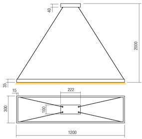 Závěsné hranaté LED světlo Redo FEBE 01-2925/ LED 50W/barva světla 3000K