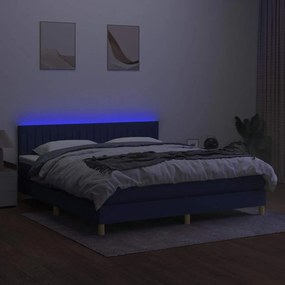 Box spring postel s matrací a LED modrá 160x200 cm textil 3133891
