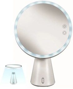 GENIUS MIRROR luxusní kosmetické zrcátko s LED osvětlením a lampičkou a reproduktorem bílé (8429100886)
