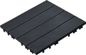 zámkové palubkové dlaždice 10 balení 30,5 × 30,5 cm plast pro verandu tmavě šedá