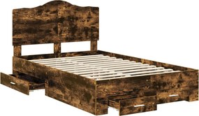 Rám postele s čelo Kouřový dub 135 x 190 cm Kompozitní dřevo 3413616