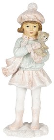 Vánoční dekorativní soška holčičky s medvídkem - 11*7*21 cm