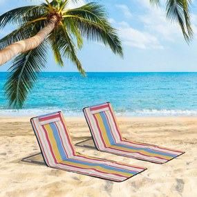 Outsunny 2-dílná skládací sluneční lehátka s nastavitelnou opěrkou, polštářem na hlavu a nosičem, lehké přenosné plážové podložky, venkovní sluneční …