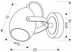 Černo-měděné stropnínástěnné svítidlo Anica pro žárovku E14  - Candellux