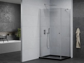 Mexen Pretoria, sprchový kout 90 (dveře) x 100 (stěna) cm, 6mm čiré sklo, chromový profil + černá sprchová vanička, 852-090-100-01-00-4070