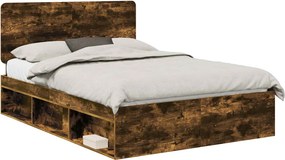 Rám postele Kouřový dub 140 x 190 cm Masivní borové dřevo 3412492