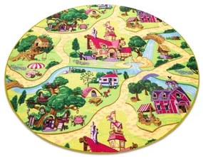 Kulatý dětský koberec CANDY TOWN Město uličky barevný Rozměr: průměr 133 cm