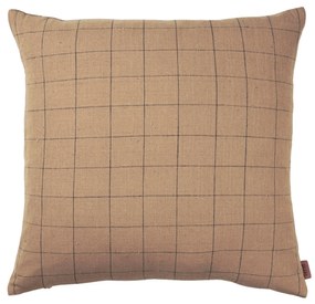 FERM LIVING Polštář Brown Cotton Cushion, Grid