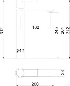 Gamma Simba, vysoká umyvadlová baterie h-312, černá matná, GMA-BSAUW-BK
