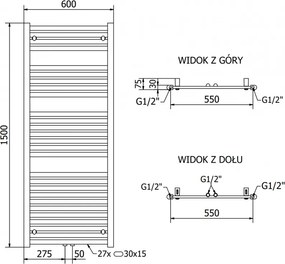 Mexen Hades, elektrické topné těleso 1500 x 600 mm, 900 W, černá, W104-1500-600-2900-70