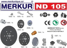 MERKUR ND105 Ozubená kola / Náhradní díl / Kovová stavebnice / 24 ks