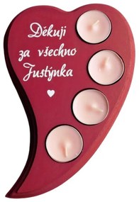 Svícen pro paní učitelku Děkuji za všechno! červený