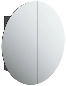 vidaXL Koupelnová skříňka s kulatým zrcadlem a LED černá 40x40x17,5 cm