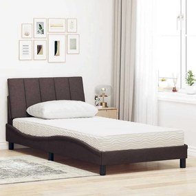 Postel s matrací Hanko tmavě hnědá 100 x 200 cm textil 3310513
