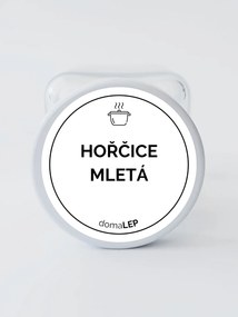 Samolepka na kořenky HOŘČICE MLETÁ bílá 5 cm tučné písmo