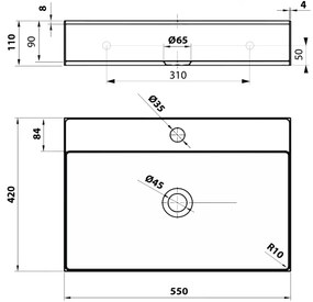 Sapho Sapho, AURUM nerezové umyvadlo, 55x42cm, včetně výpusti, nerez mat, AU402