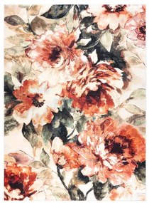 koberec ANTIKA 24 tek, moderní květiny, listy omyvatelný terakota velikost 160x220 cm | krásné koberce cz