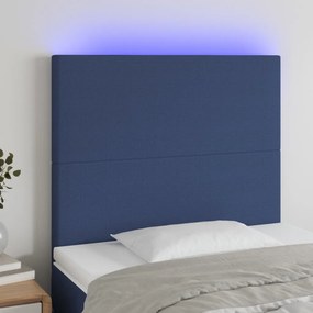 Čelo postele s LED modré 100x5x118/128 cm textil 3122140