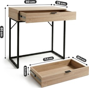 Konzolový stolek Modena 80 cm černý/dub Sonoma
