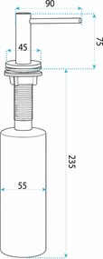 Vestavný dávkovač mýdla/saponátu REA DEX, 300 ml, zlatá kartáčovaná