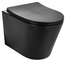 Gamma Mut, závěsná WC mísa 48x37 cm Rimless s pomalu padajícím sedadlem, černá matná, GMA-MUT201-BK