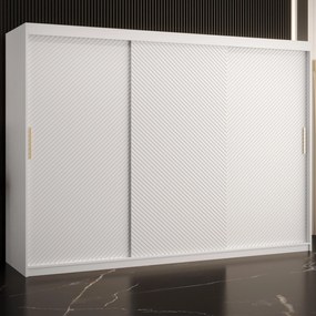 Šatní skříň Riflo Slim 1 | 250 cm | reliéf rybí kosti | bílá