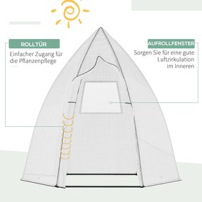 Outsunny mini skleníkový zimní stan s rolovacími dveřmi 160x140x180cm pro zahradu balkon zimní ochrana bílá | Aosom.de