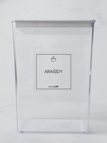 ARAŠÍDY – průhledná samolepka na dózu, základní písmo, 5 x 5 cm | DomaLEP