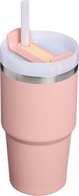 Broskvová termoska s brčkem z nerezové oceli 600 ml Quencher H2.O FlowState™ Tumble Peach Rose – Stanley